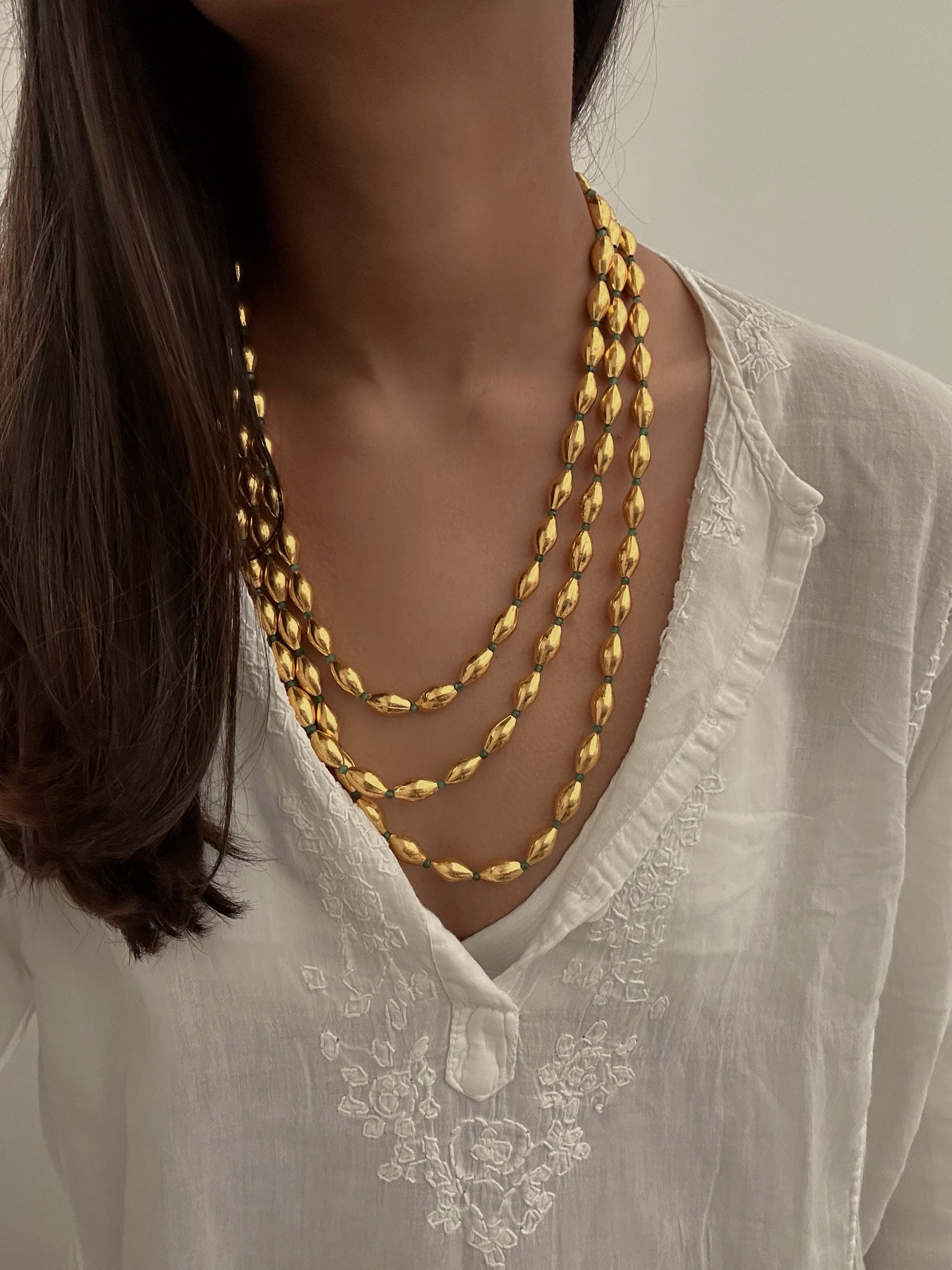 Gold Almond Necklace – Dhora India