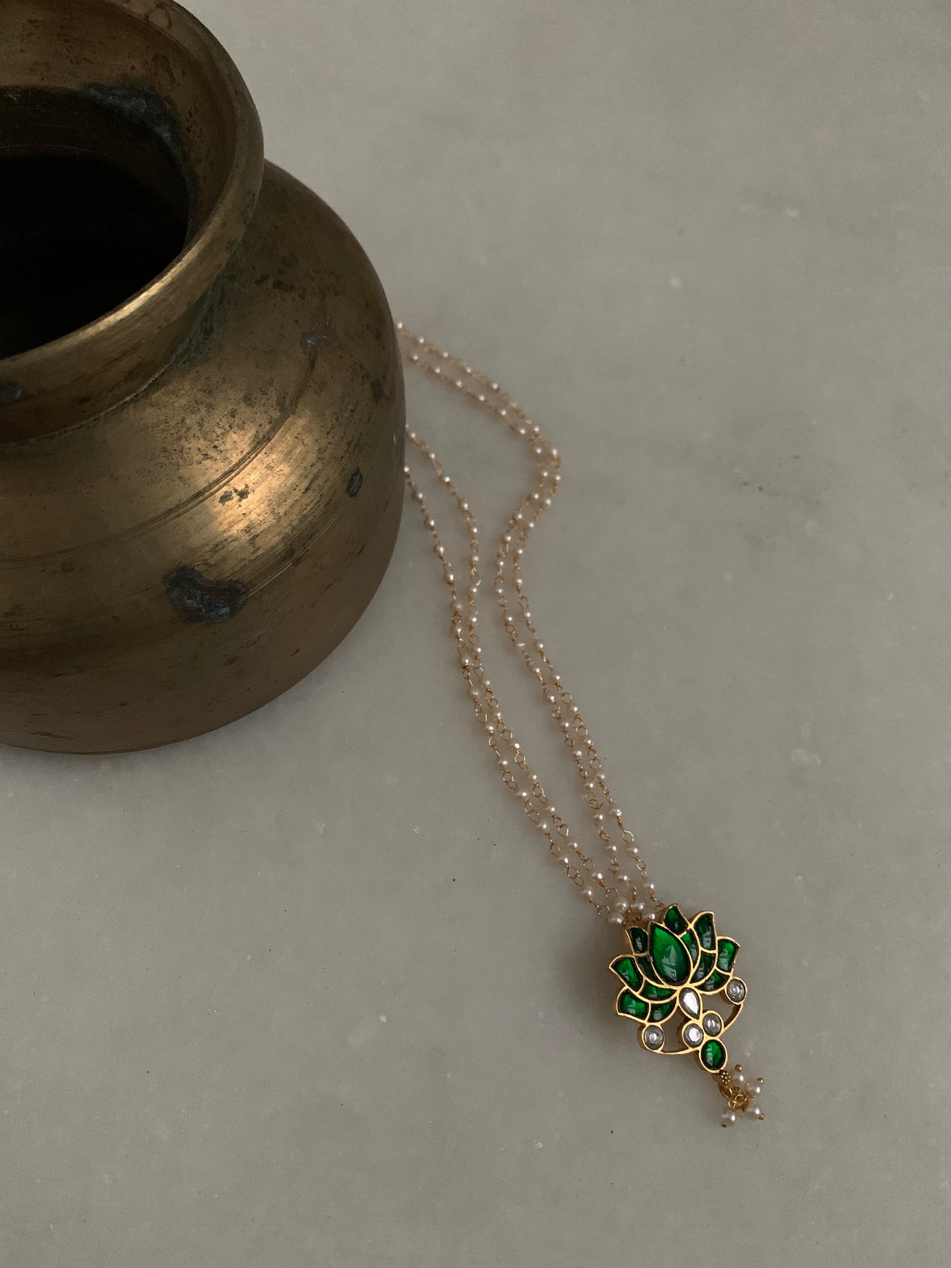 Green Lotus Necklace – Dhora India