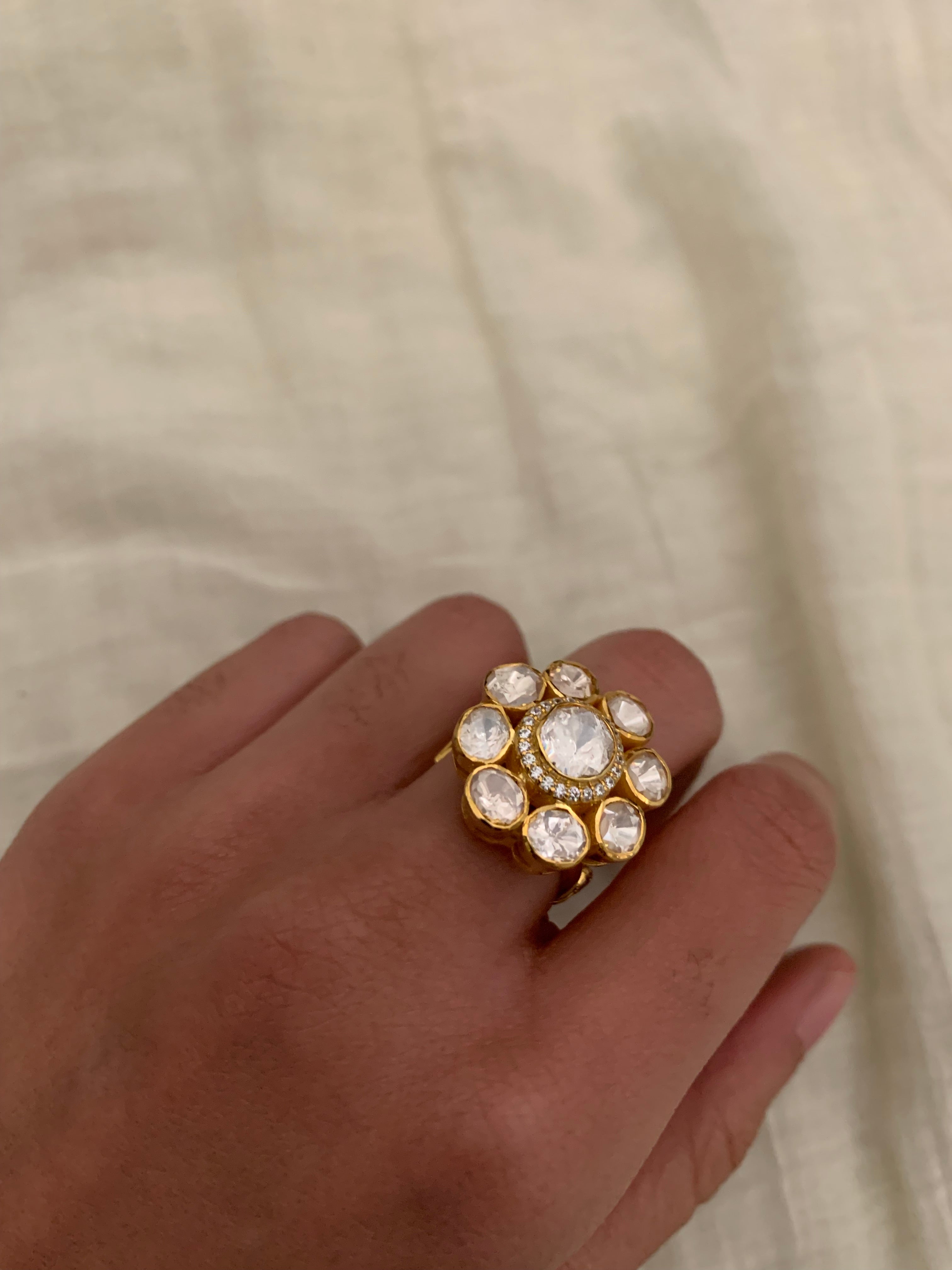 Polki Flower Ring – Dhora India